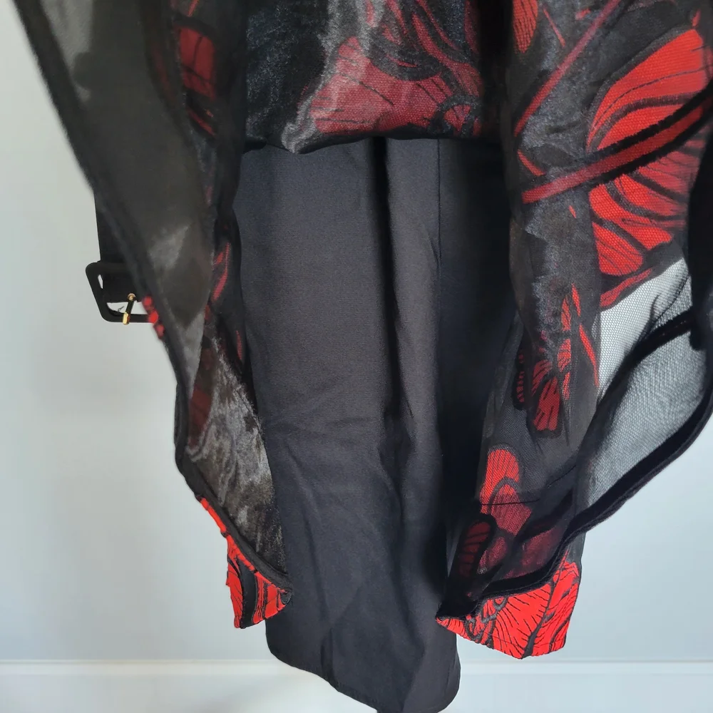 Milly | Dresses | Nwt Milly Revolve Rosie Black Red Floral Flared ...